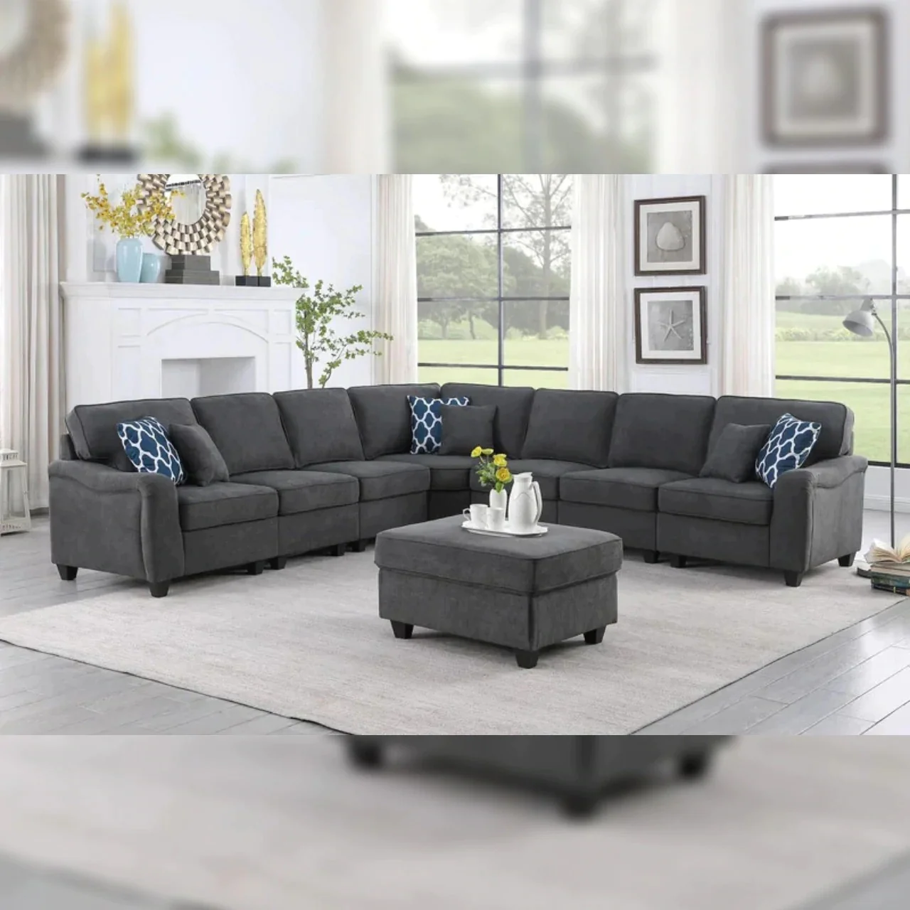 L-Shaped 7 Seater Outdoor Furniture